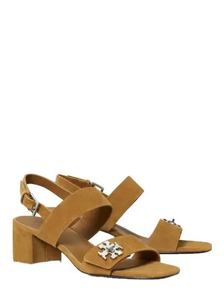 Tory Burch Turnlock Block Heel Slingback Sandals - Wild Tabacco