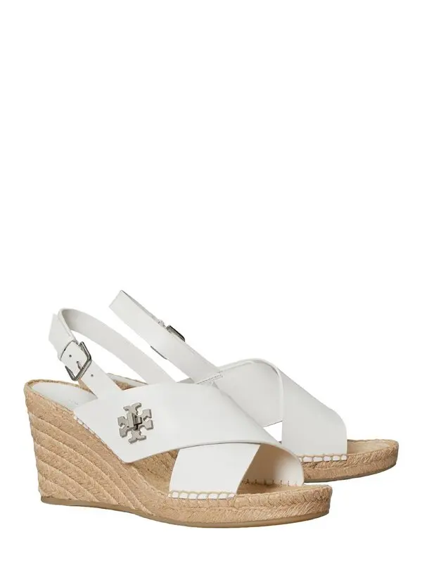 Tory Burch Turnlock Espadrille Platform Wedge Sandal - Bianco Laredo