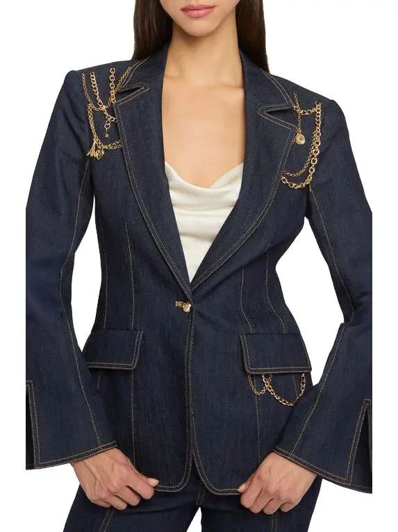 Cinq À Sept Danika Chain Denim Blazer - Indigo