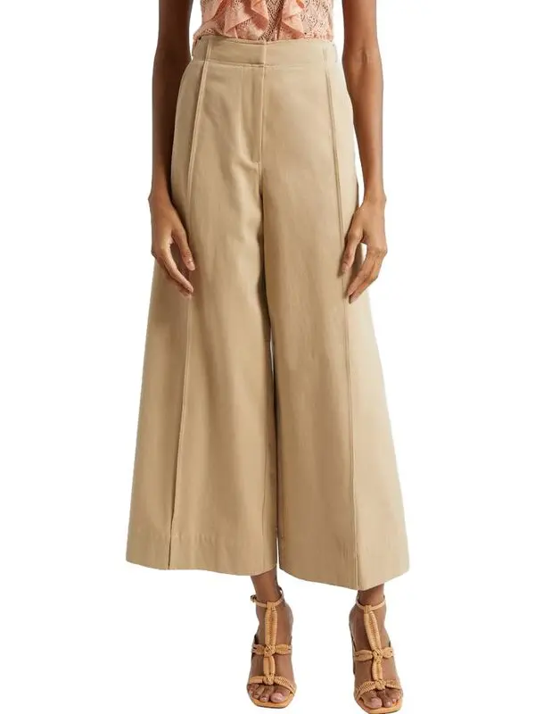 Ulla Johnson Sascha Crop Twill Wide Leg Pants - Sahara