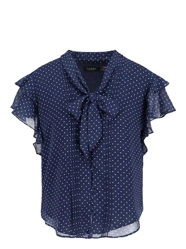 Ralph Lauren Polka Dot Georgette Blouse - Blue