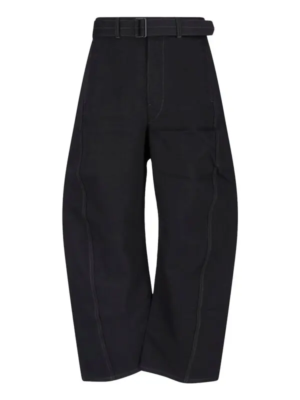 LEMAIRE Wide Cotton Pants - Black