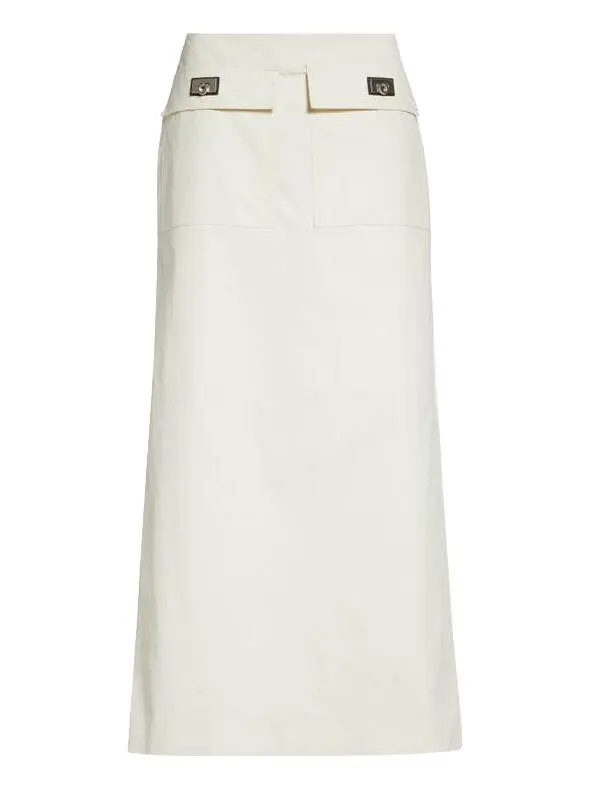 FERRAGAMO Hug Buckle Coated Linen Cargo Skirt - Mascarpone
