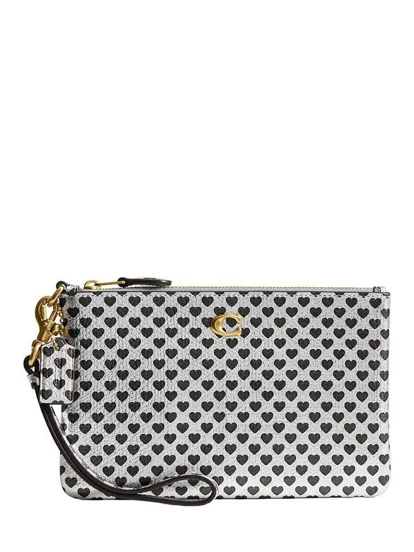 COACH Small Heart-print Wristlet - Brass/silver Black Multi