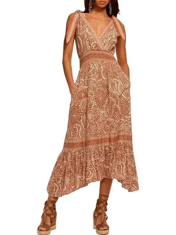 Ramy Brook Mariam Tie Strap Maxi Dress - Coffee Dot