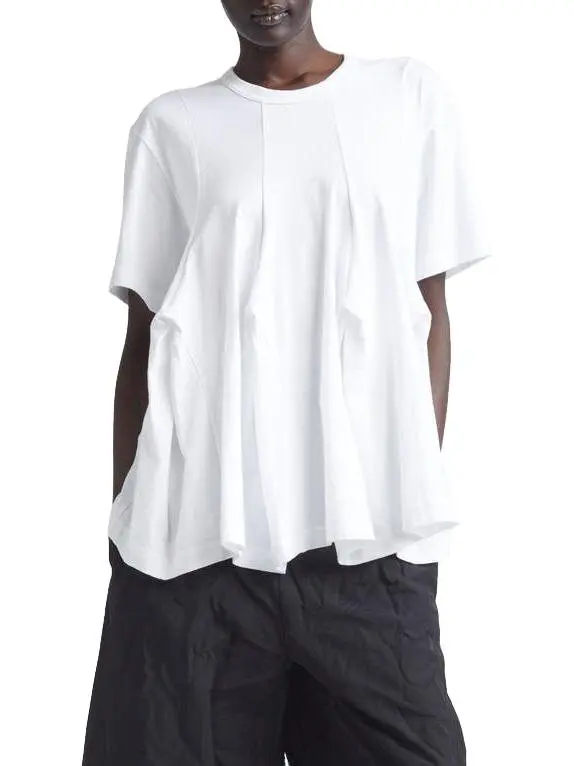 Comme Des Garçons Paneled Peplum T-shirt - White