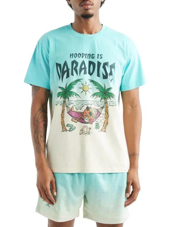 OVERTIME Daybreak Dip Dye Cotton Graphic T-shirt - Blue