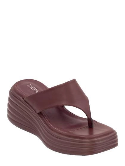 THERAPY AUSTRALIA Frame Square Toe Wedge Sandal - Bordeaux Smooth Pu
