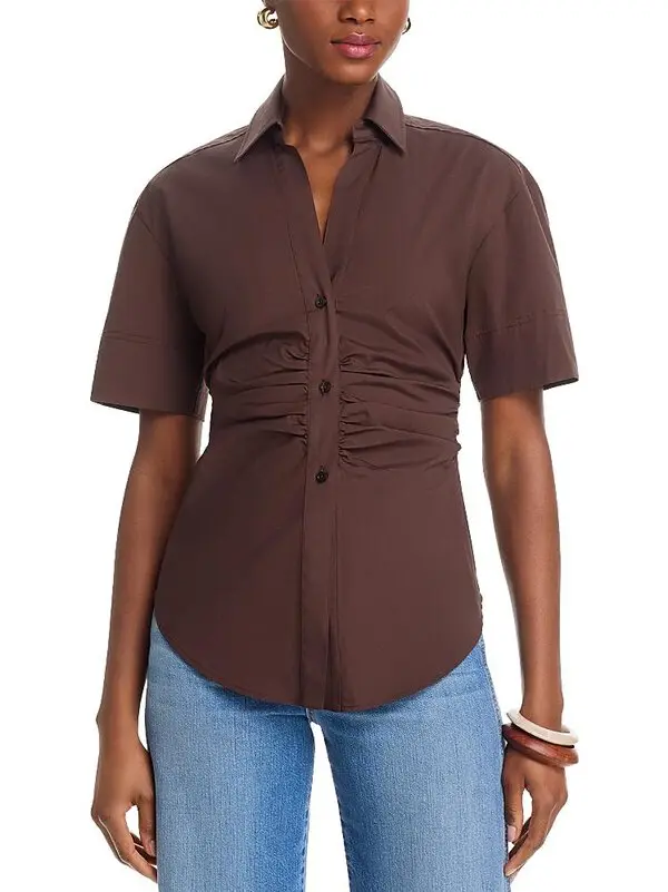 Veronica Beard Devra Short Sleeve Top - Dark Mocha