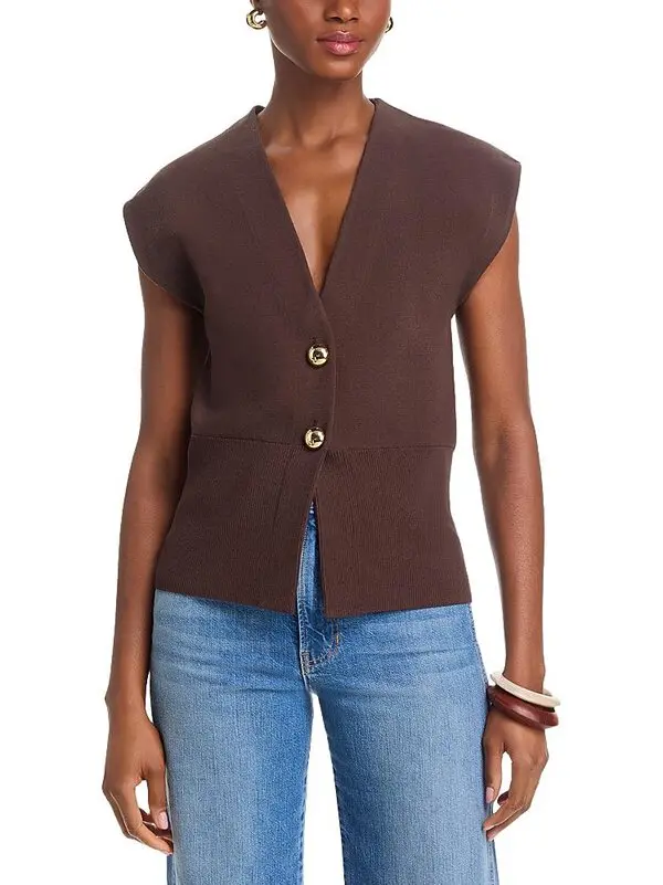 Veronica Beard Isador Knit Vest - Dark Mocha