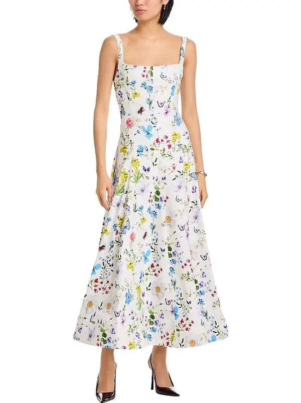 Alice + Olivia Polly Maxi Dress - Twisting Vines Off White