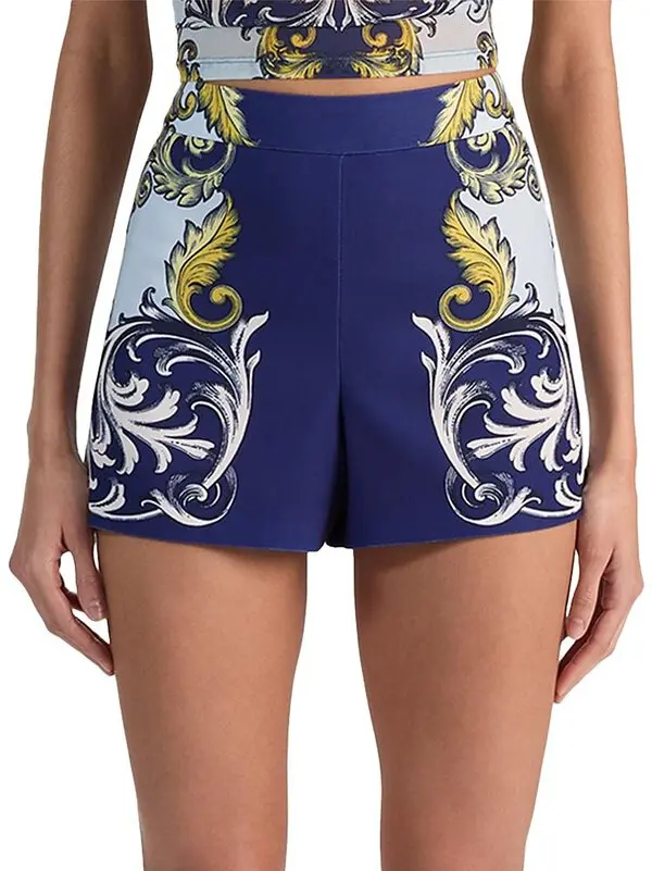 Alice + Olivia Hera High Rise Printed Shorts - Anitque Scroll