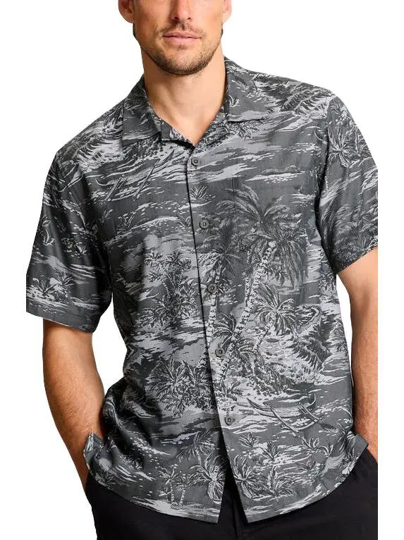 Tommy Bahama Coastal Ease Islandzone® Palms Print Camp Shirt - Black