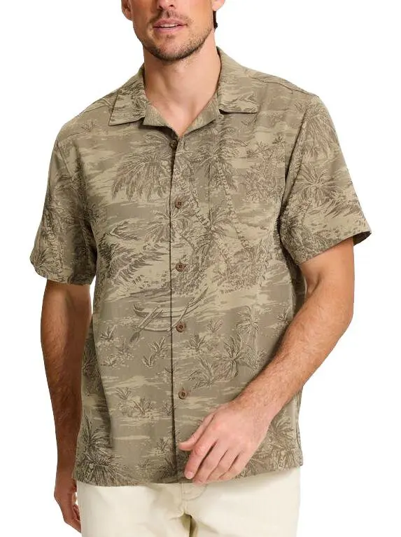 Tommy Bahama Coastal Ease Islandzone® Palms Print Camp Shirt - Shiitake