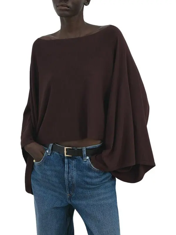 Mango Cape Sleeve Crop Top - Wine