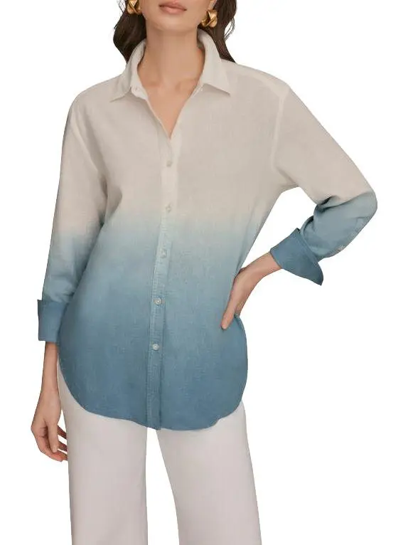 Donna Karan New York Dip Dye Linen Blend Shirt - Washed Indigo Dye