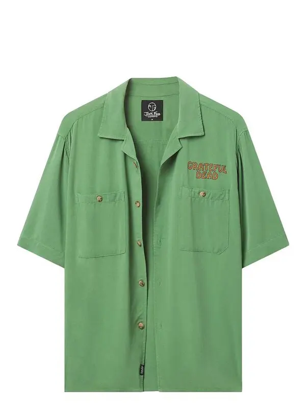 Junk Food Clothing Grateful Dead Skull Camp Shirt - Peridot