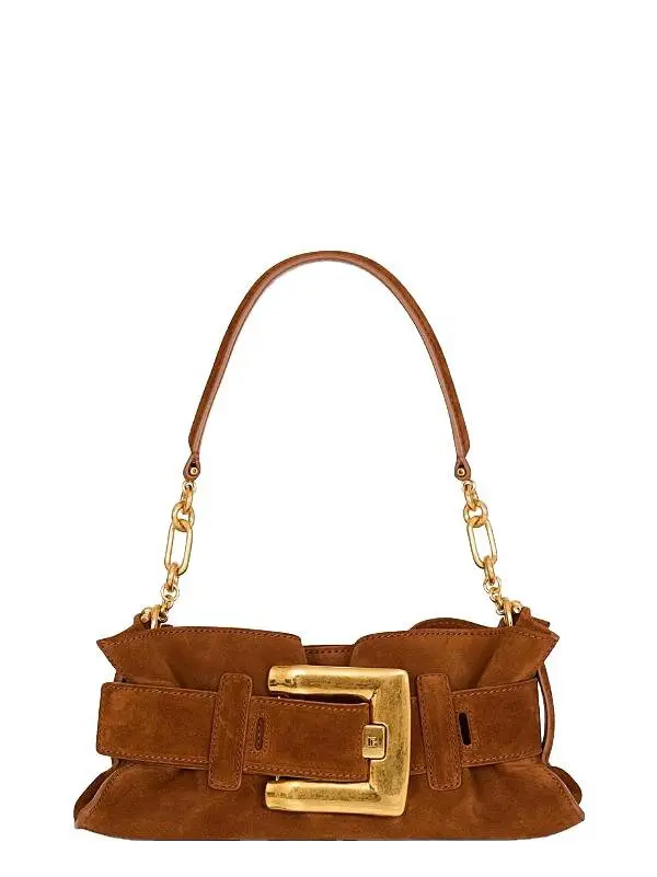 Balmain Anthem Mini Suede Leather Bag - Brown