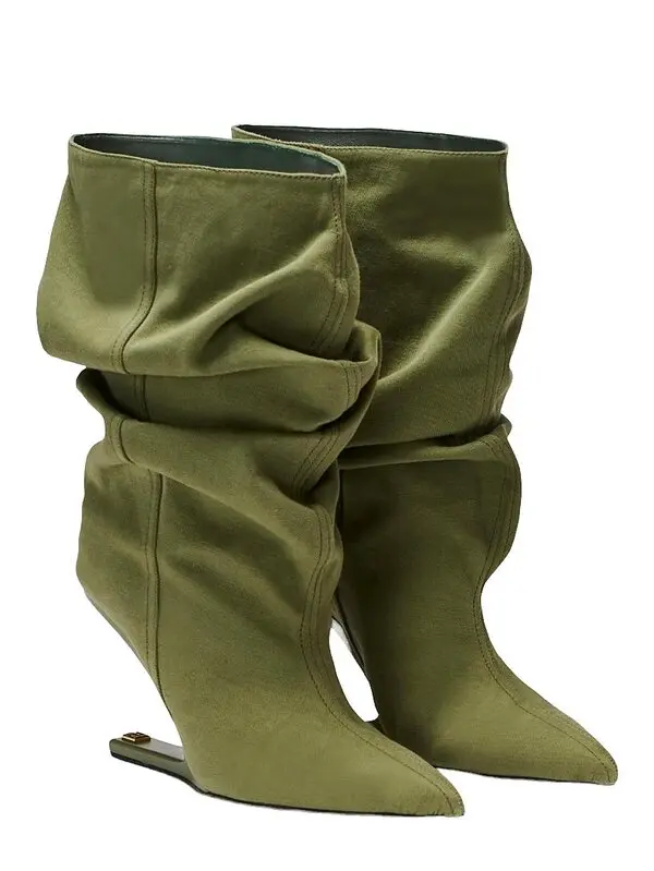 Balmain Cotton-linen Ankle Boots - Green