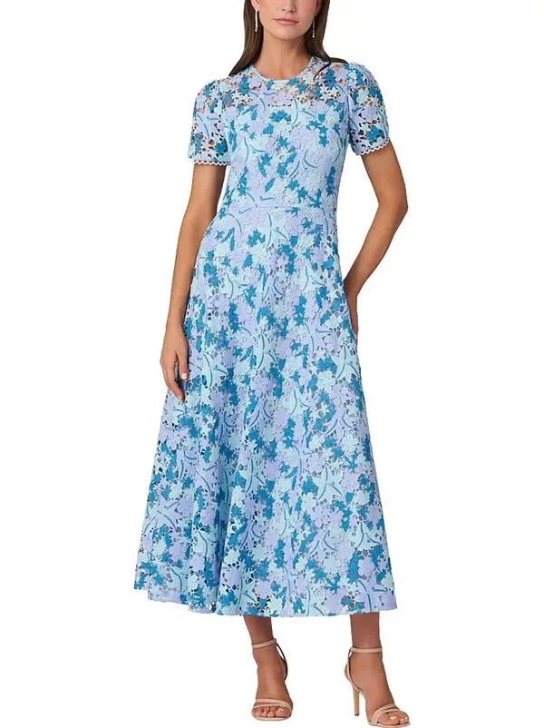 Shoshanna Preston Floral Dress - Light Blue/periwinckle/slate
