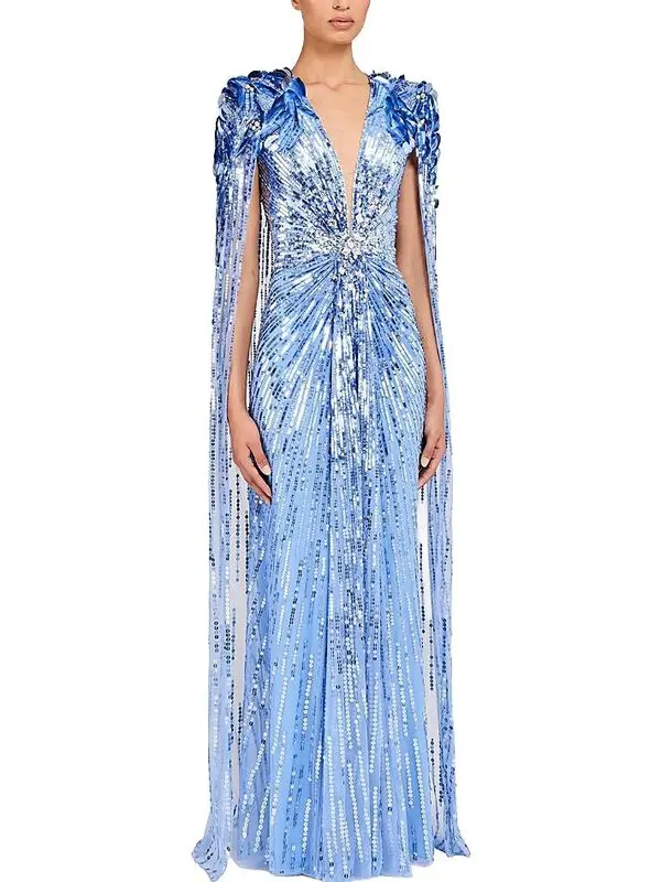 Jenny Packham Sequin-embellished Maxi Dress - Cornflower Blue