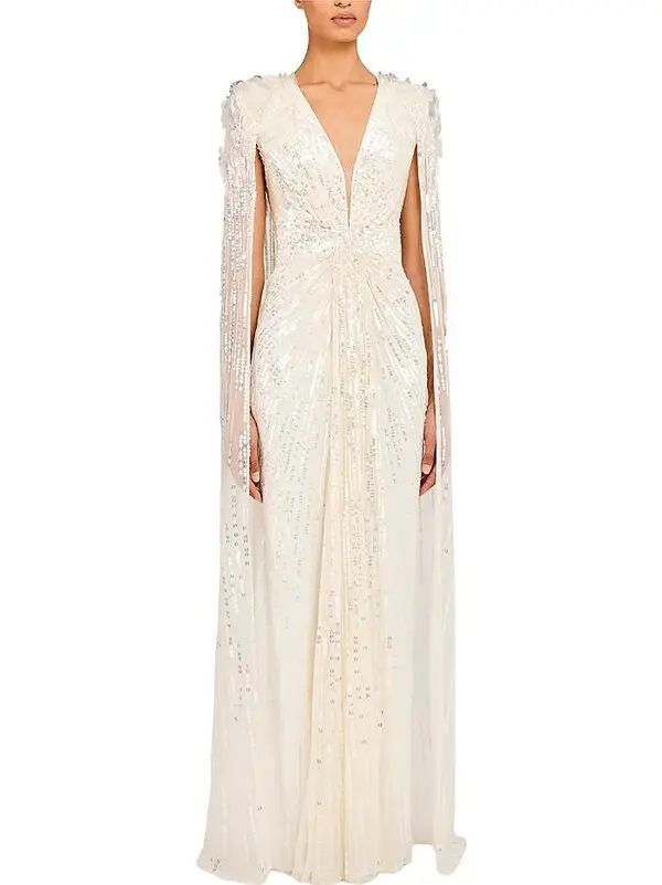 Jenny Packham Sequin-embellished Maxi Dress - Vanilla