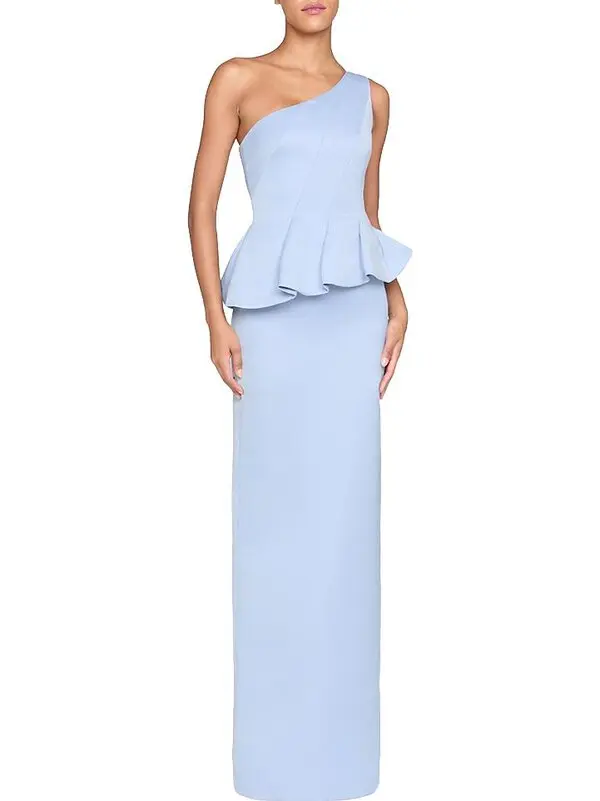 Theia Zenobia Duchess Satin Gown - Serenity Blue