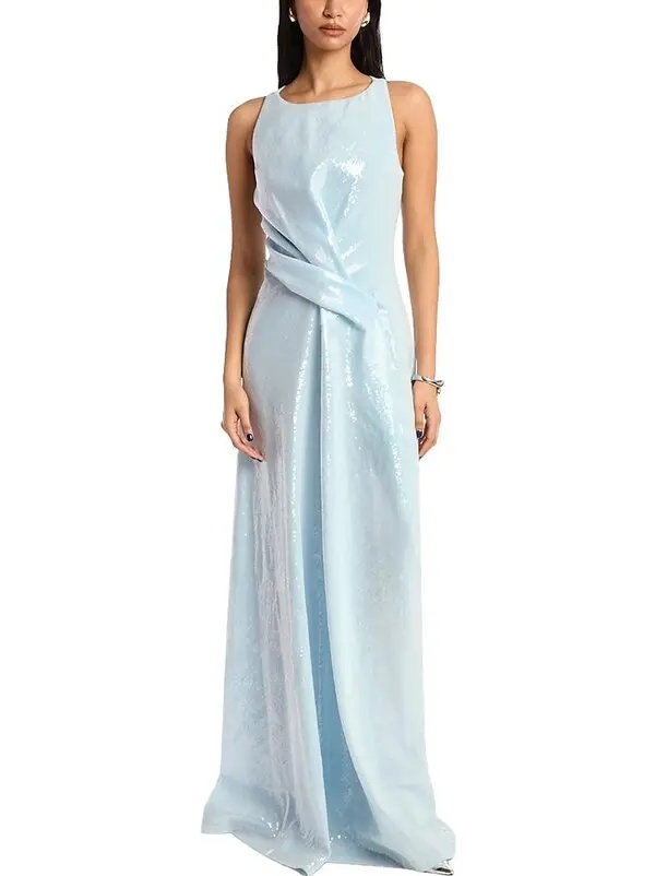 KATE BARTON Sequinned Maxi Dress - Light Blue