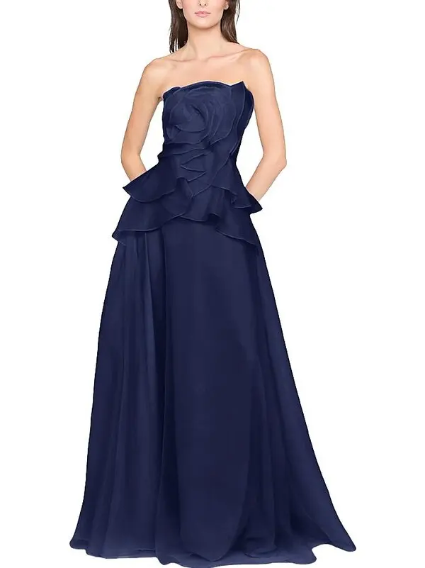 Theia Gilda Draped Rose Gown - Nautical Navy
