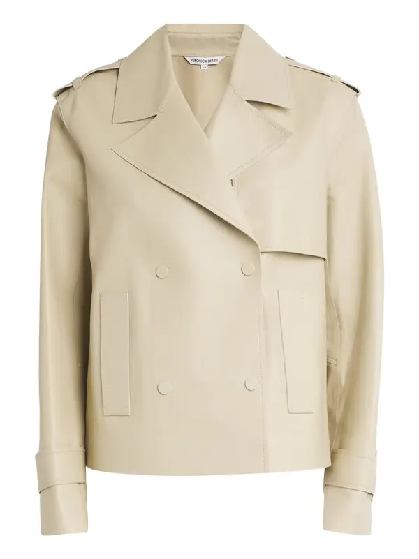 Veronica Beard Lambskin Heathcliff Trench Jacket - Green
