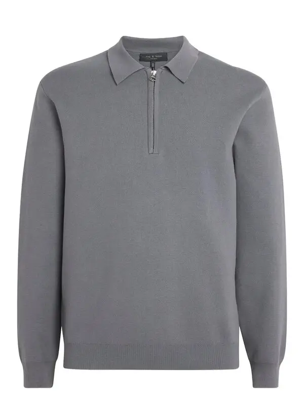 Rag & Bone Cotton Quarter-zip Polo Shirt - Grey