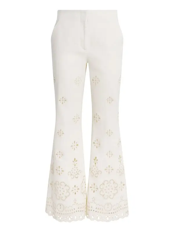 Veronica Beard Eyelet Komi Wide-leg Jeans - Ivory