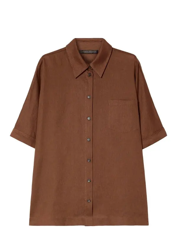 Marina Rinaldi Linen Canvas Shirt - Brown