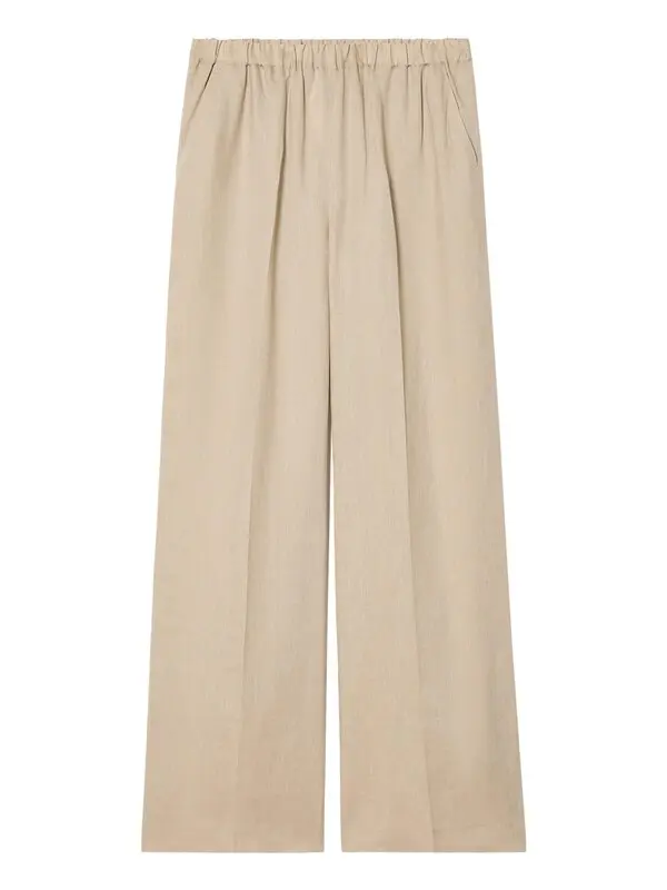 Marina Rinaldi Linen Wide-leg Trousers - Beige
