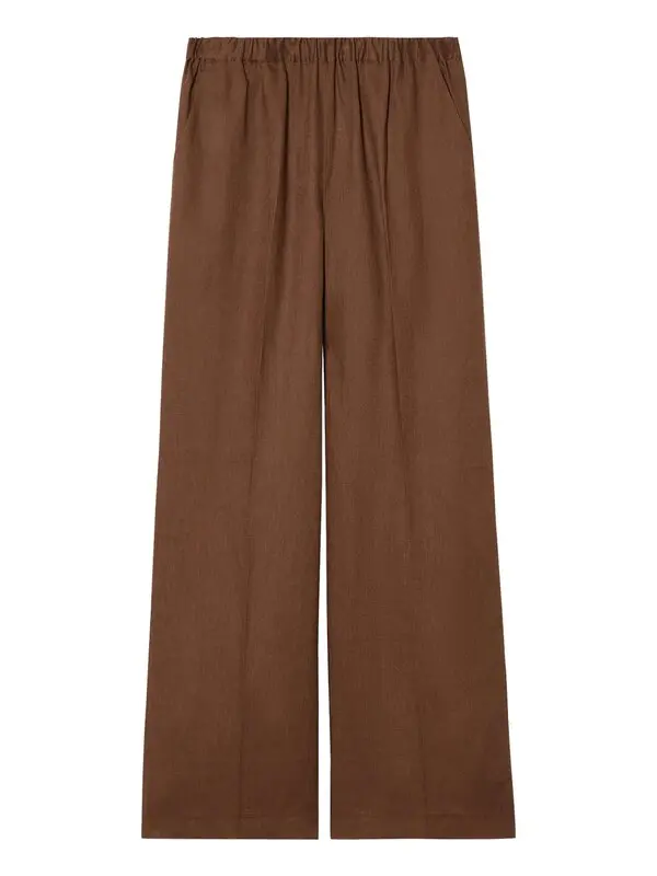 Marina Rinaldi Linen Wide-leg Trousers - Brown