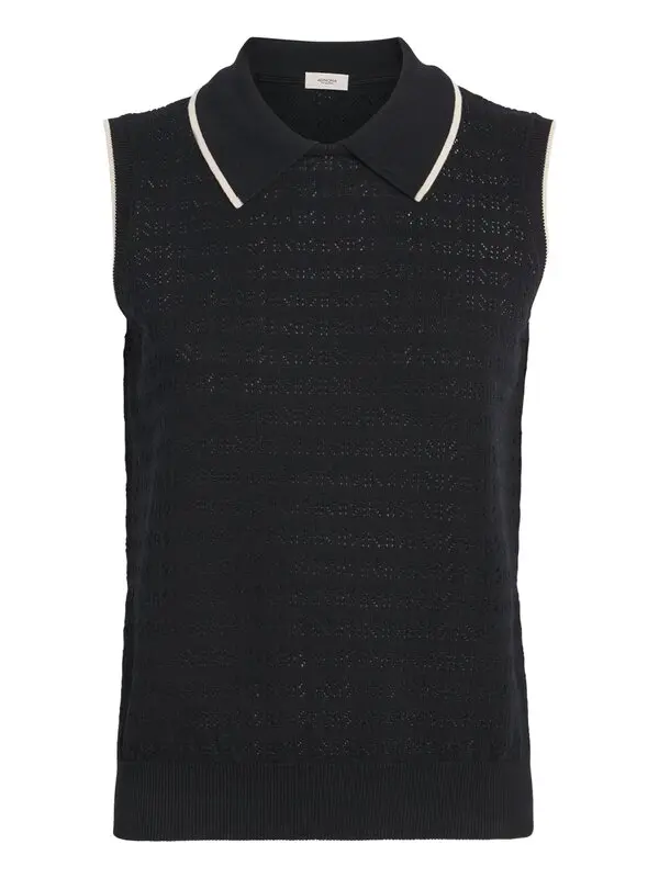 Agnona Cotton Polo Sweater Vest - Black