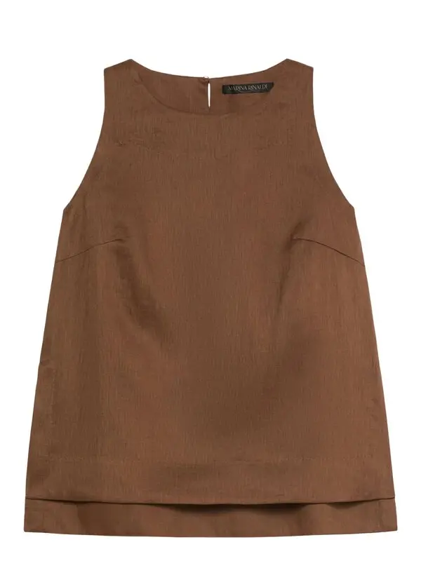 Marina Rinaldi Linen Sleeveless Blouse - Brown