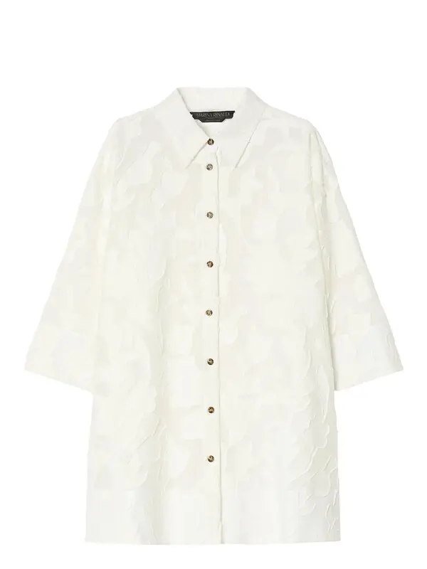 Marina Rinaldi Floral Jacquard Tunic Shirt - White
