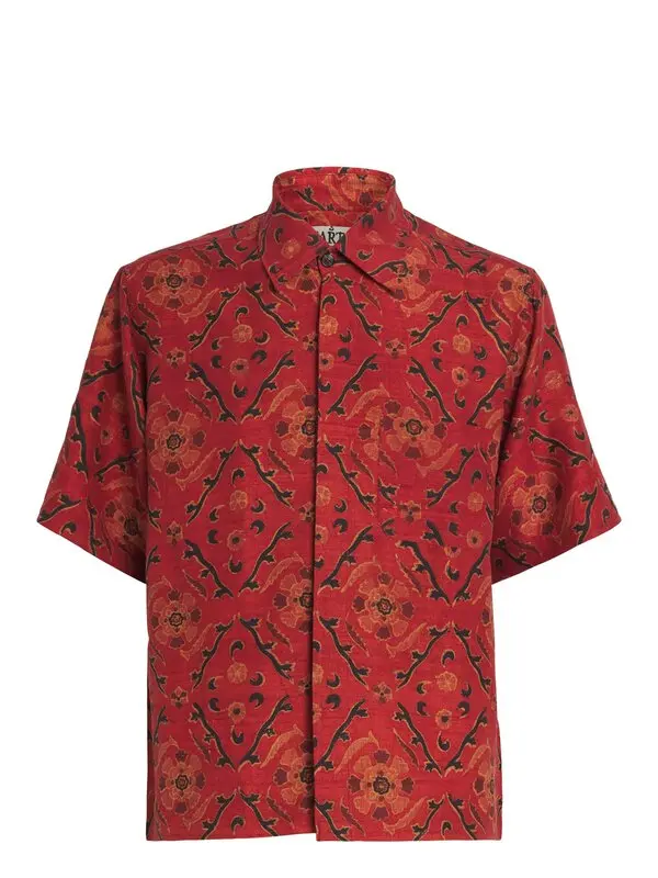 KARTIK RESEARCH Cotton Printed Short-sleeve Shirt - Red