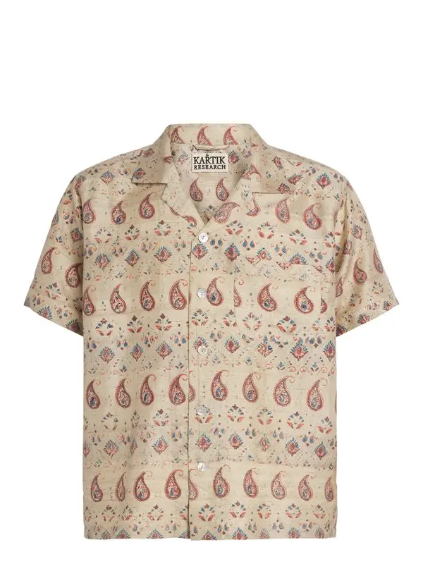 KARTIK RESEARCH Silk Printed Short-sleeve Shirt - Ivory