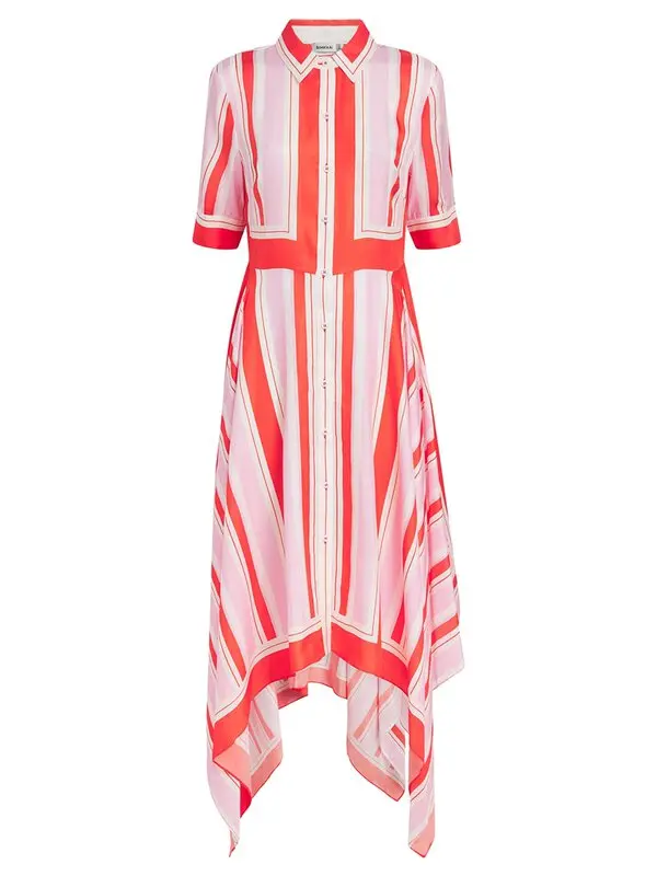 Simkhai Silk-blend Stripe Abrielle Midi Dress - Pink