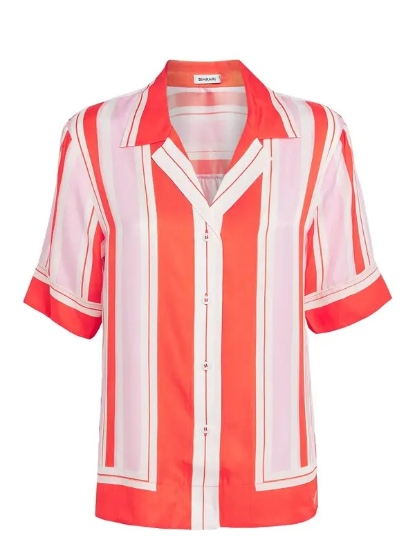 Simkhai Silk-blend Stripe Koda Shirt - Pink