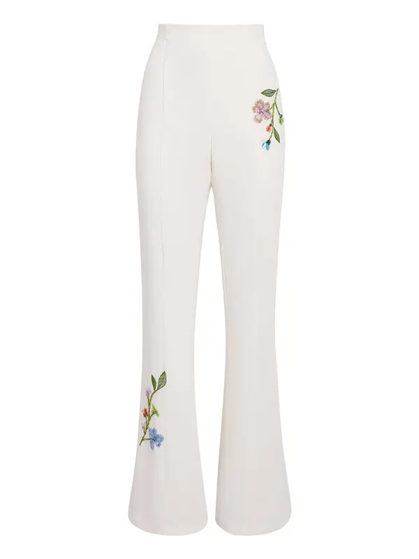 Cinq À Sept Floral Vine Kailyn Flared Trousers - Ivory