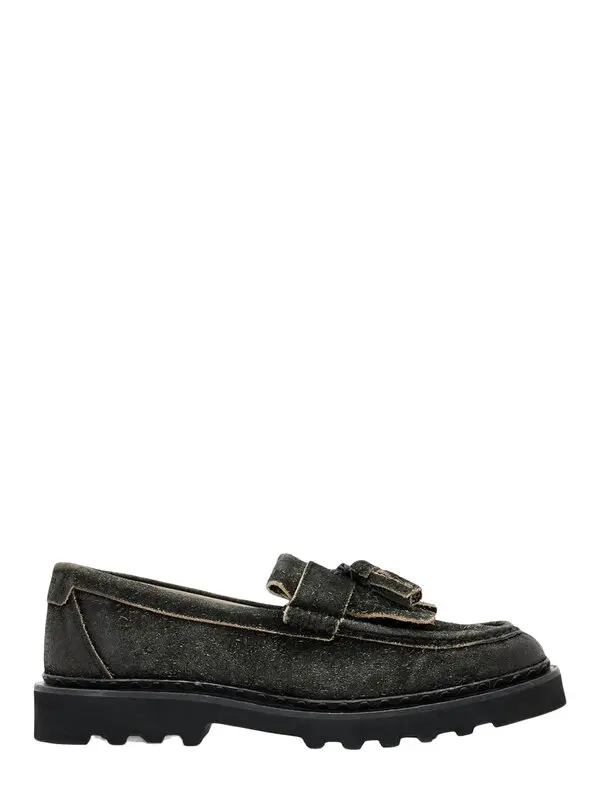 ALLSAINTS Suede Tassel Skiff Loafers - Grey