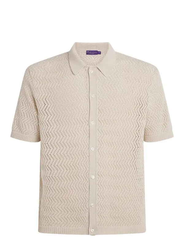 Ralph Lauren Purple Label Cotton Crochet Short-sleeve Cardigan - Ivory
