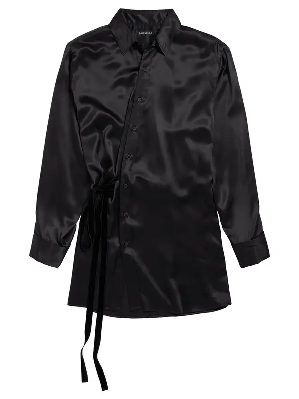 Balenciaga Silk-satin Wrap Mini Dress - Black