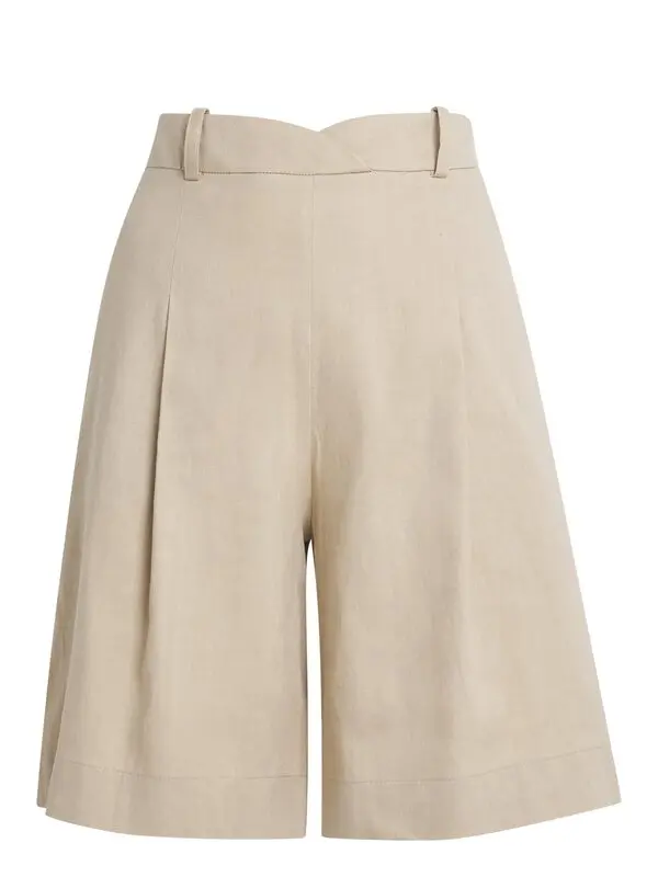 Claudie Pierlot Linen-blend Wide-leg Bermuda Shorts - White