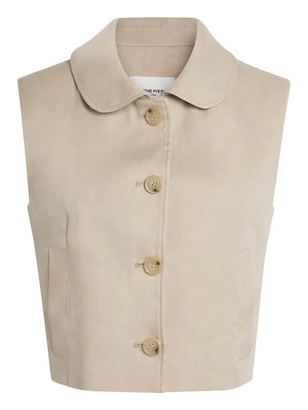Claudie Pierlot Linen-blend Sleeveless Jacket - White