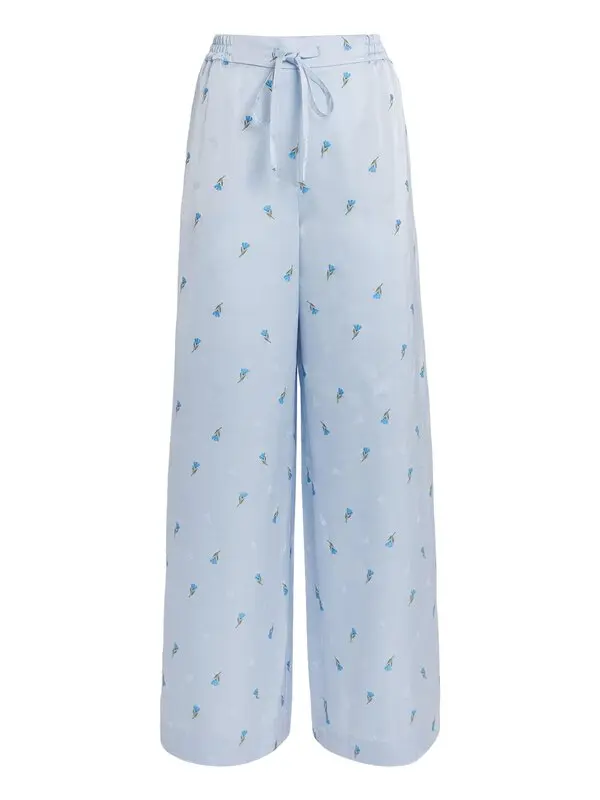 Claudie Pierlot Satin Floral Wide-leg Trousers - Blue