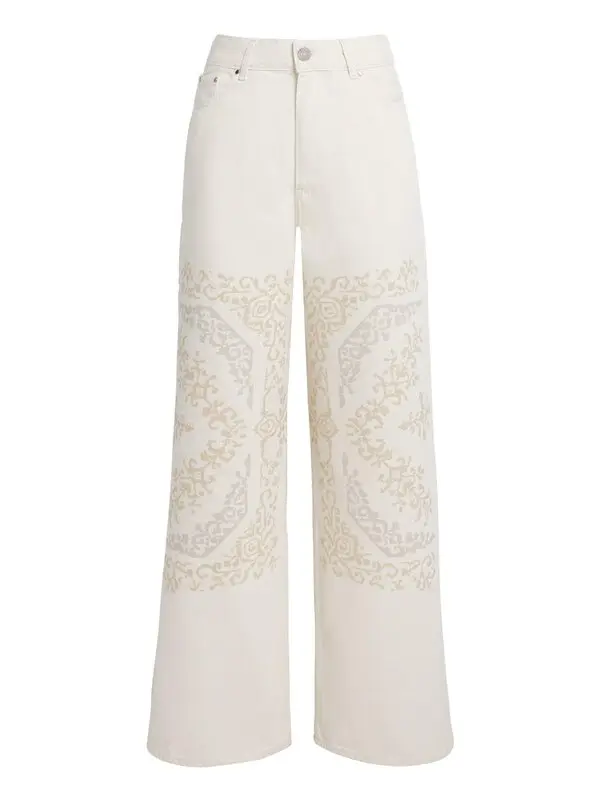 Claudie Pierlot Embroidered Wide-leg Jeans - White